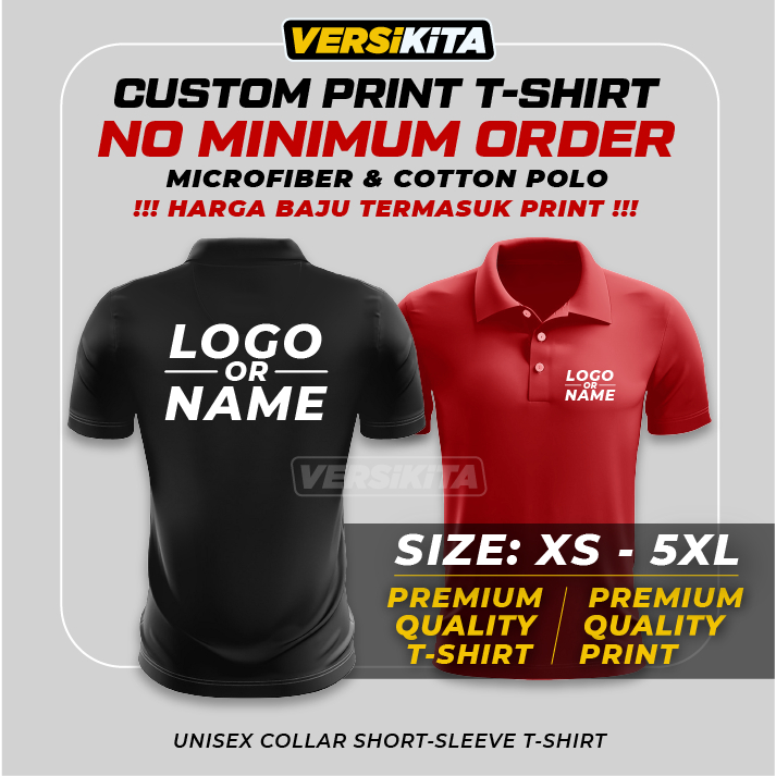 CUSTOM DESIGN PRINT COLLAR SHORTSLEEVES T-SHIRT / MICROFIBER / COTTON ...