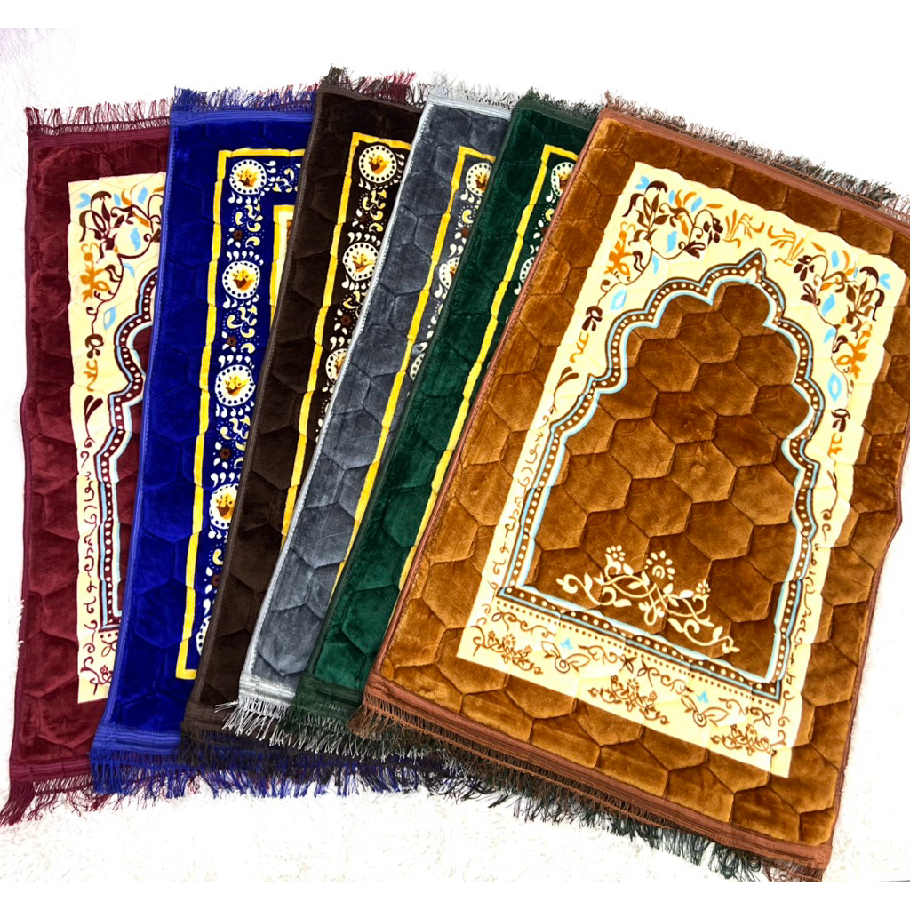 Sejadah Solat baldu tebal Velvet Prayer mat size 70cm x 110cm | Shopee ...