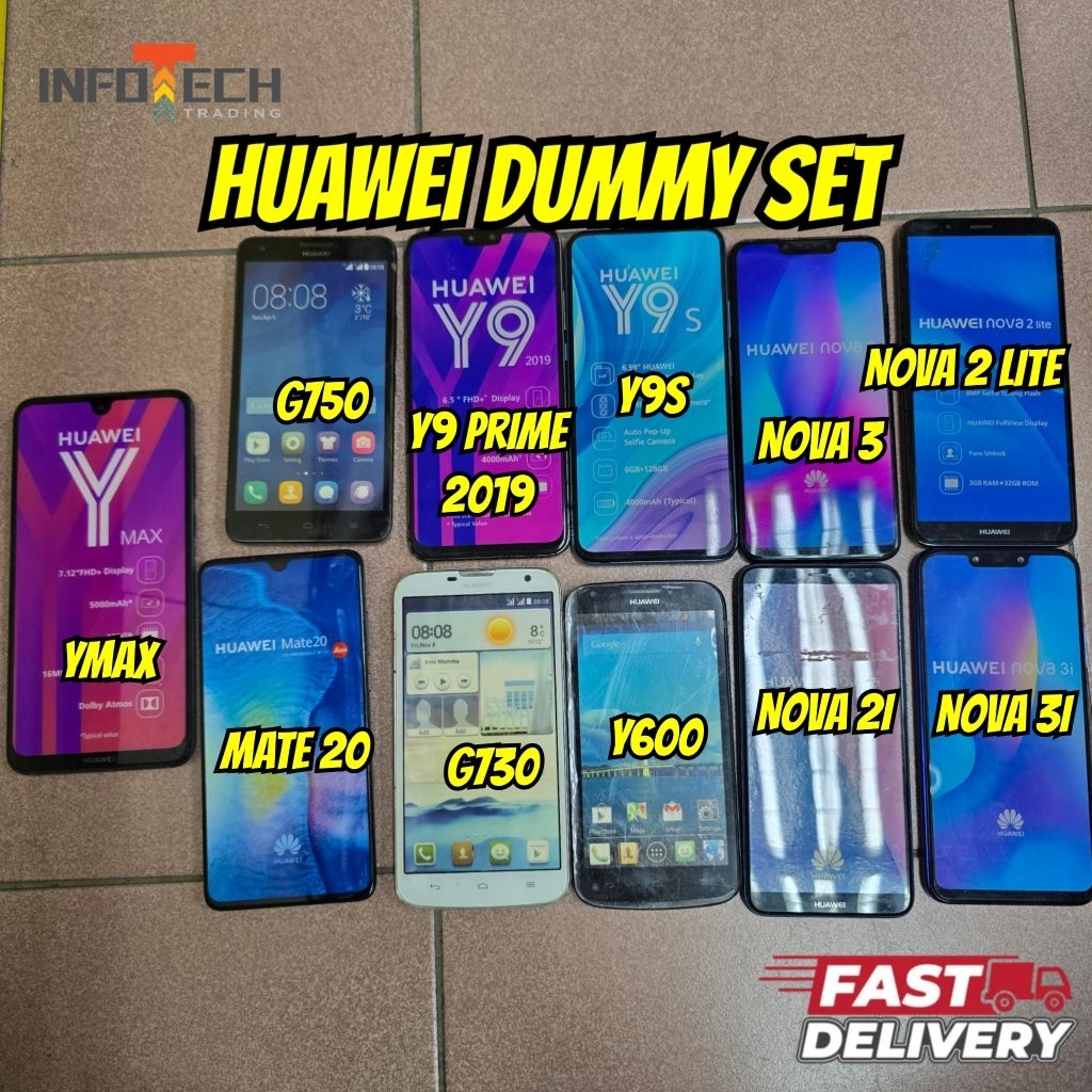 Contoh pameran Fon Huawei Dummy phone Nova 2 Lite 2i 3 3i 4 4e Y5II Y5c ...
