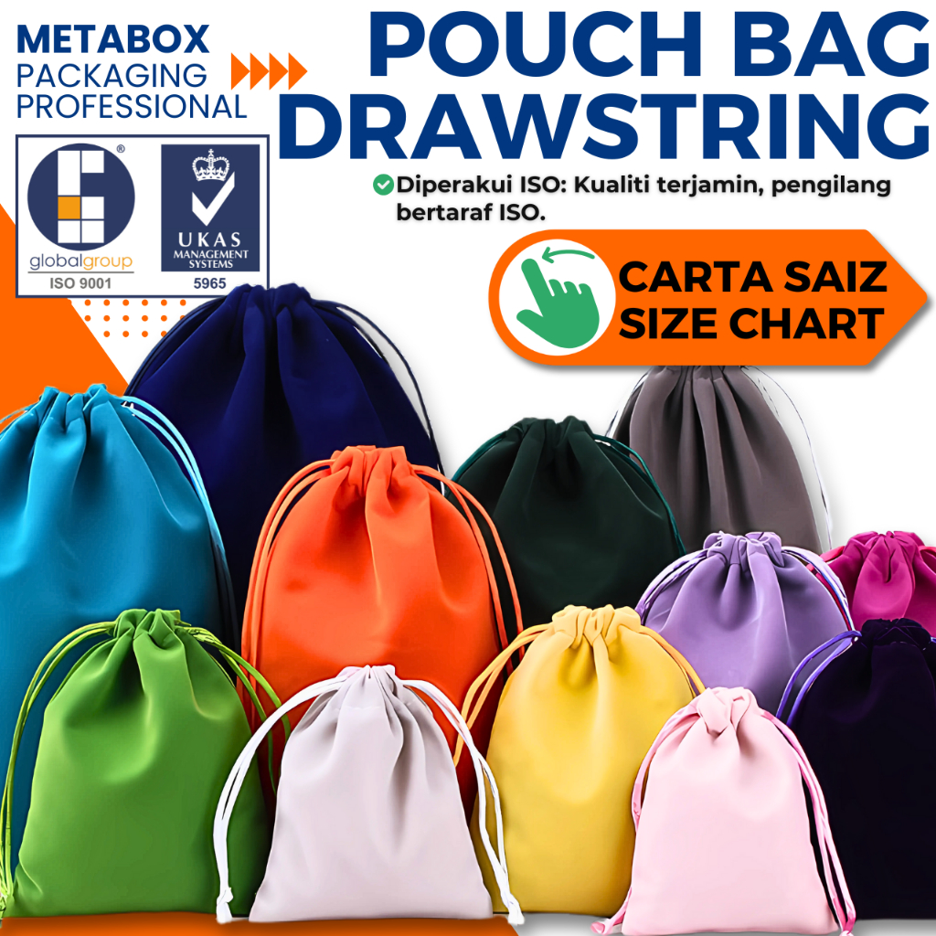 Drawstring Pouch Velvet Beg Kain Hadiah Goodies Door Gift Beg ...