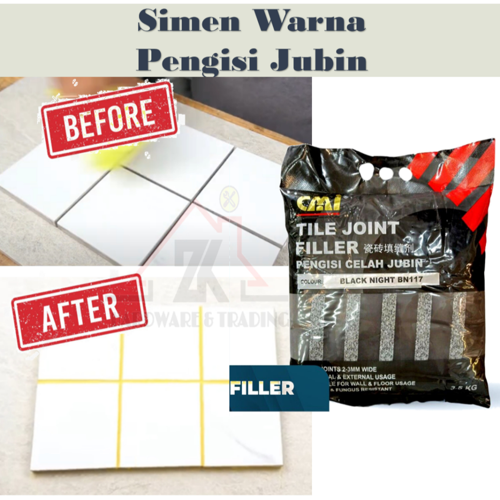 CMI Tile Joint Filler Simen Warna Colour Cement Water Resistant Grout ...