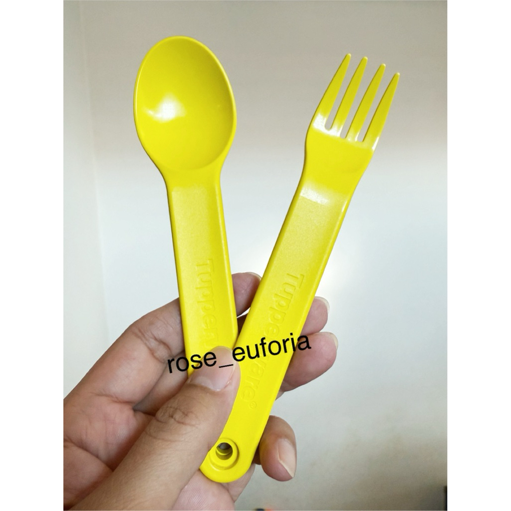 Tupperware Lemon Cutlery Fork & Spoon Set / Crystalline Spoon / Blossom ...
