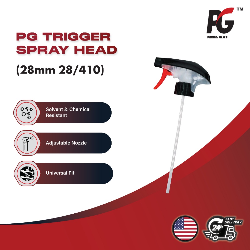 PG Trigger Spray Head (28mm 28/410) | Black & Red | Chemical & Solvent ...