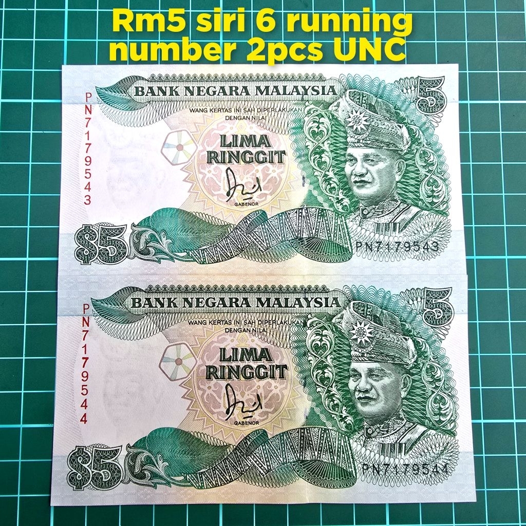 (A439) Rm5 siri 6 running 2pcs nombor siri berturutan duit kertas lama ...