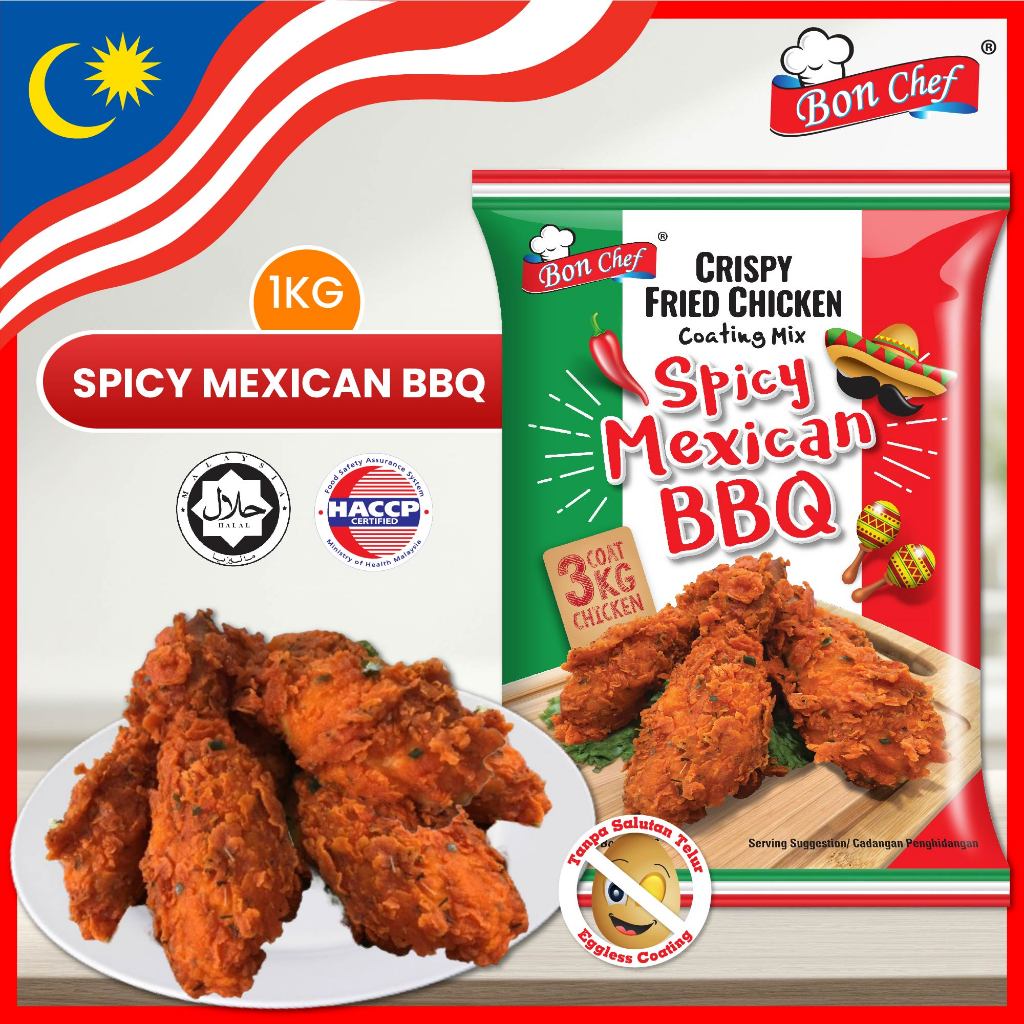 [1KG] Bon Chef Tepung Ayam Goreng Spicy Mexican BBQ 1KG x 1PACKS ...