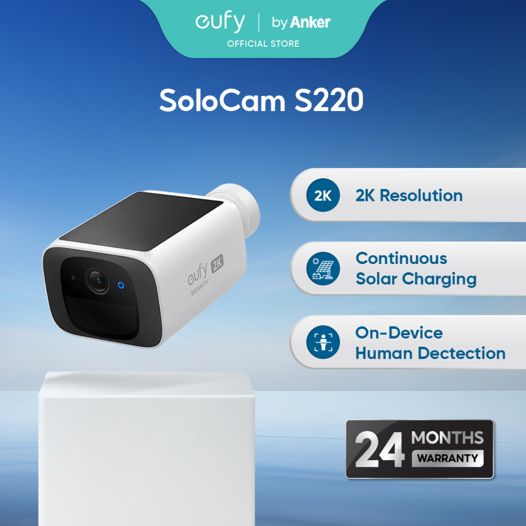 eufy Security S220 SoloCam Solar Security Camera Wireless 2K Resolution ...