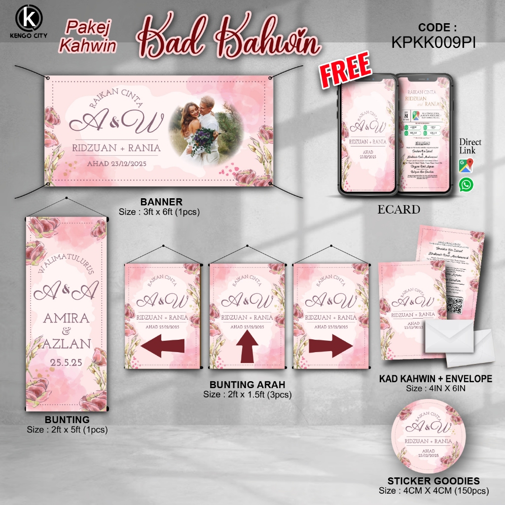 Pakej Murah - Kahwin Banner / Bunting / Penunjuk Arah / Kad Kahwin ...