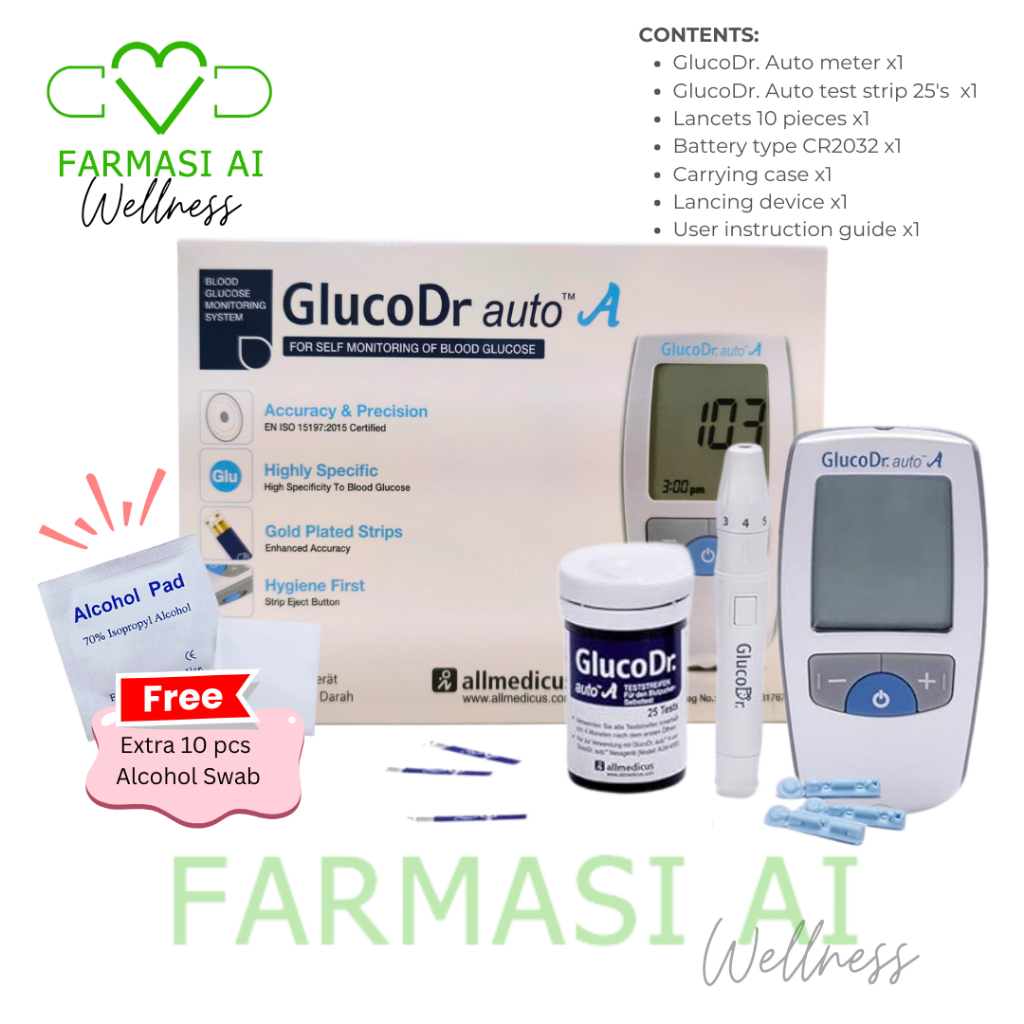 [LIFETIME WARRANTY] Gluco Dr Auto AGM-4000 Blood Glucose Monitoring Set ...
