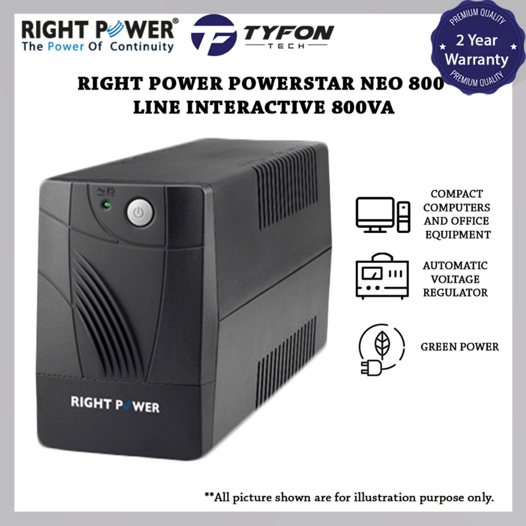 Right Power PowerStar Neo 800 Line Interactive Automatic Voltage Stabilizer UPS 800VA | Shopee ...