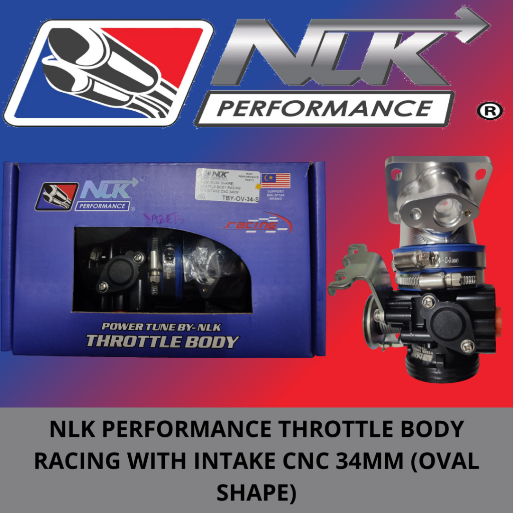 NLK PERFORMANCE THROTTLE BODY RACING WITH INTAKE CNC 34MM (OVAL SHAPE ...