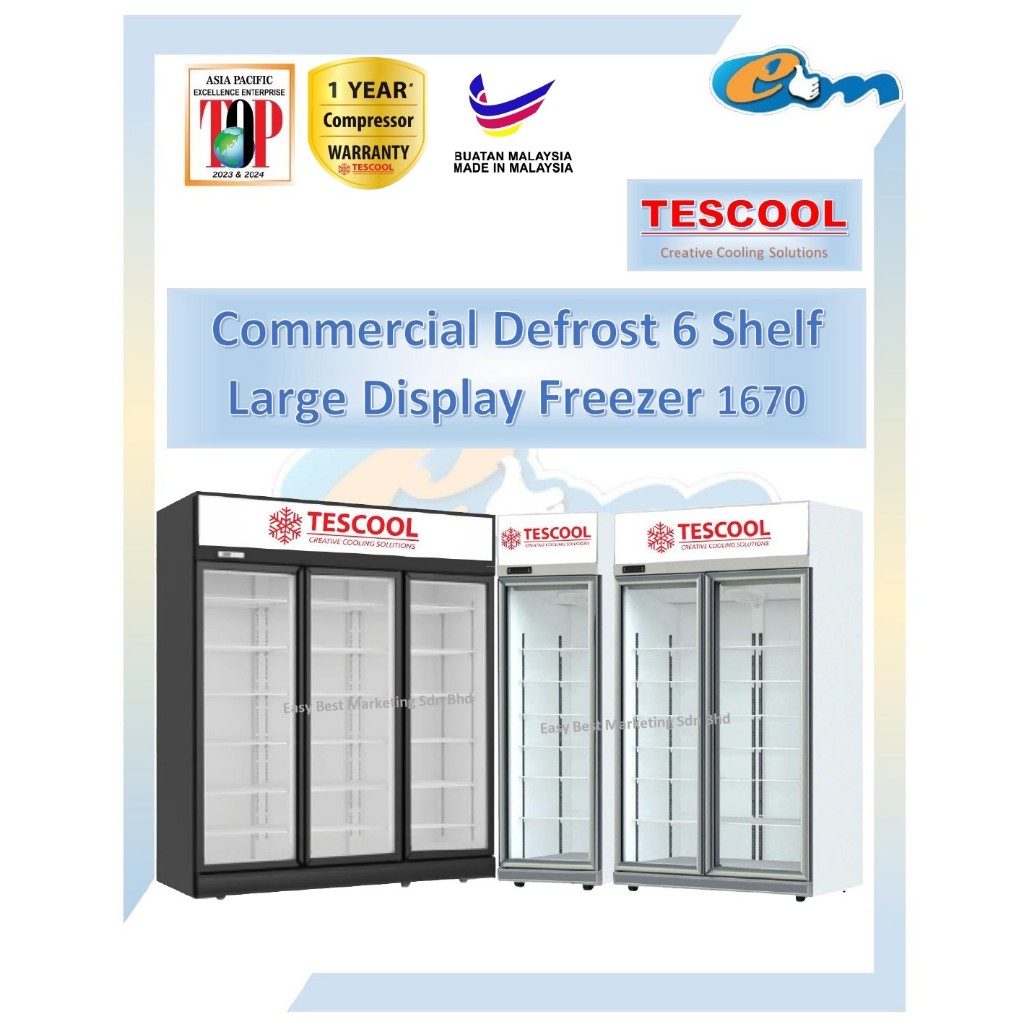 Tescool Commercial Upright Freezer 1670 with Auto Defrost, 6 Shelves ...