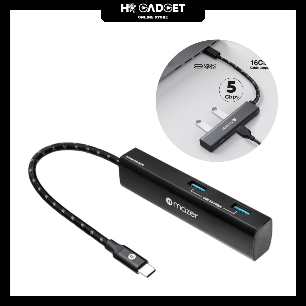 MAZER INFINITE LINK SLIM USB-C HUB 4-IN-1 USB-A x 4 (MULTI6000 ...