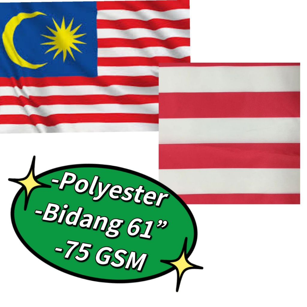 (Kain Polyester) Red Stripe Kain Jalur Merah Bendera Malaysia Dekorasi ...