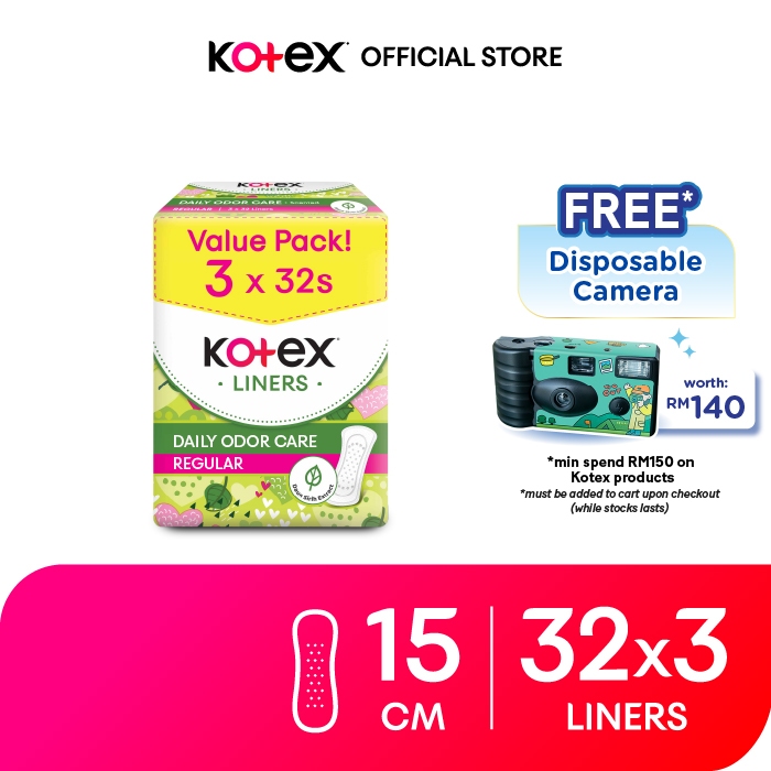 [Bundle of 3] Kotex Panty Liners Regular Daun Sirih Scented 32's ...