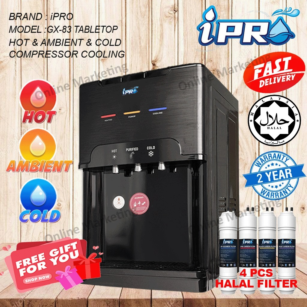 IPRO Mild Alkaline GX83 Tabletop Water Dispenser Hot Normal Cold Model ...