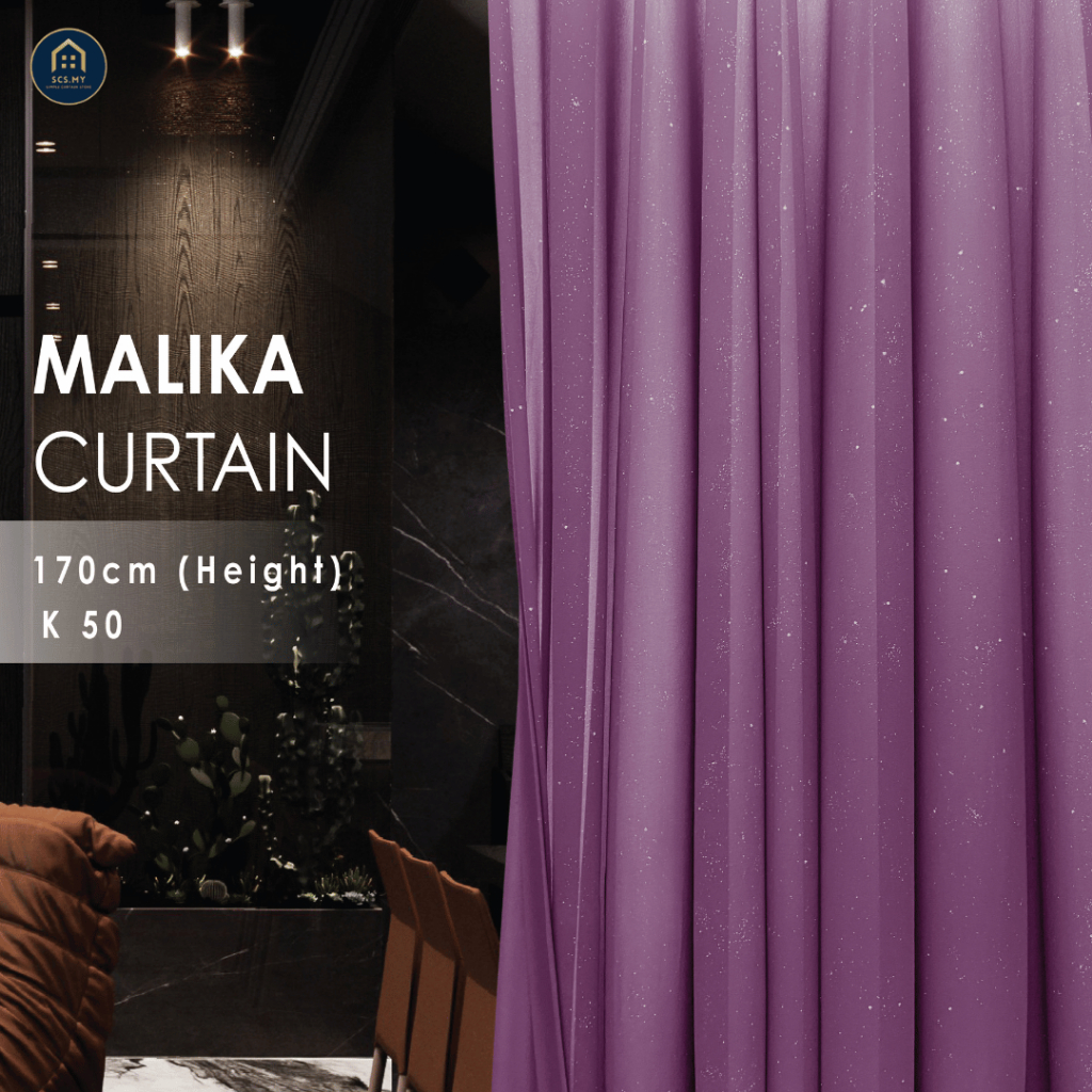 SCS.MY Malika Curtain K50 Hook/Eyelet Langsir Blackout (170cm) | Shopee Malaysia