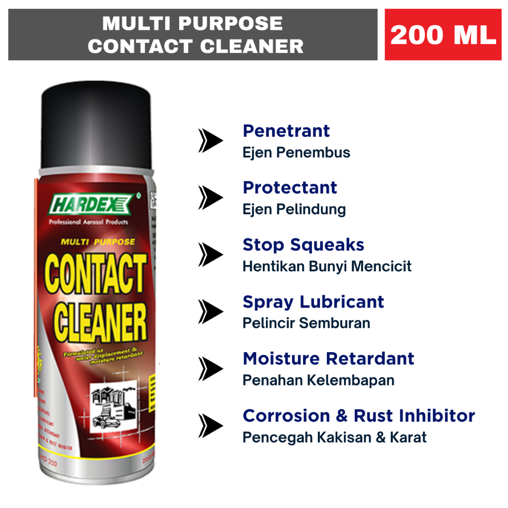 HARDEX Contact Cleaner Spray | Electrical Parts & Sensor Safe Fast Dry ...