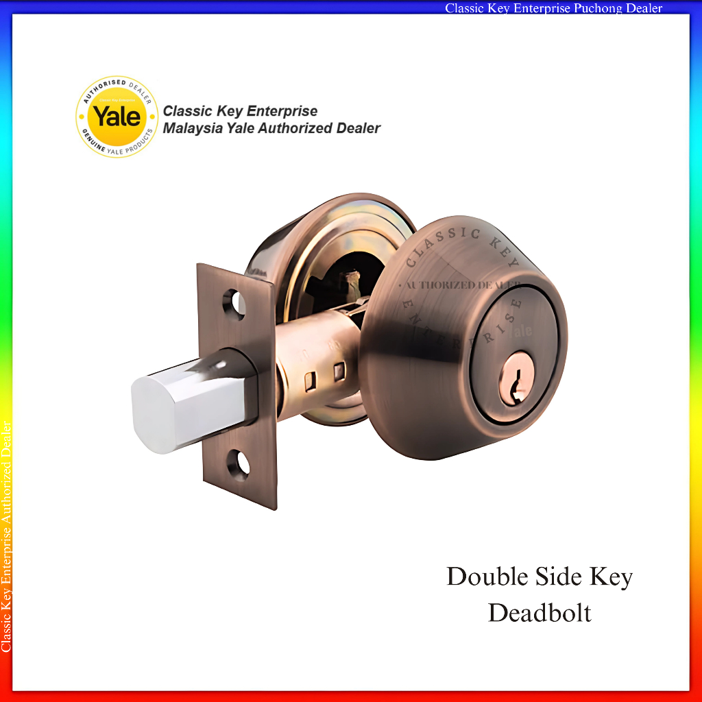 YALE Deadbolt Entrance Door Lock Double Side Key (Antique Copper ...