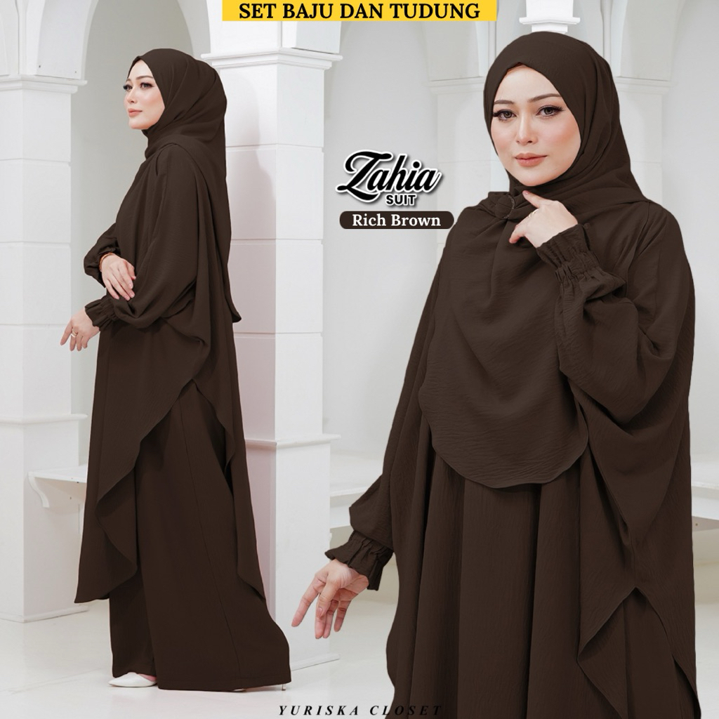 Baju Set Seluar Tudung Suit Muslimah Ironless Abaya Jubah Umrah Travel ...