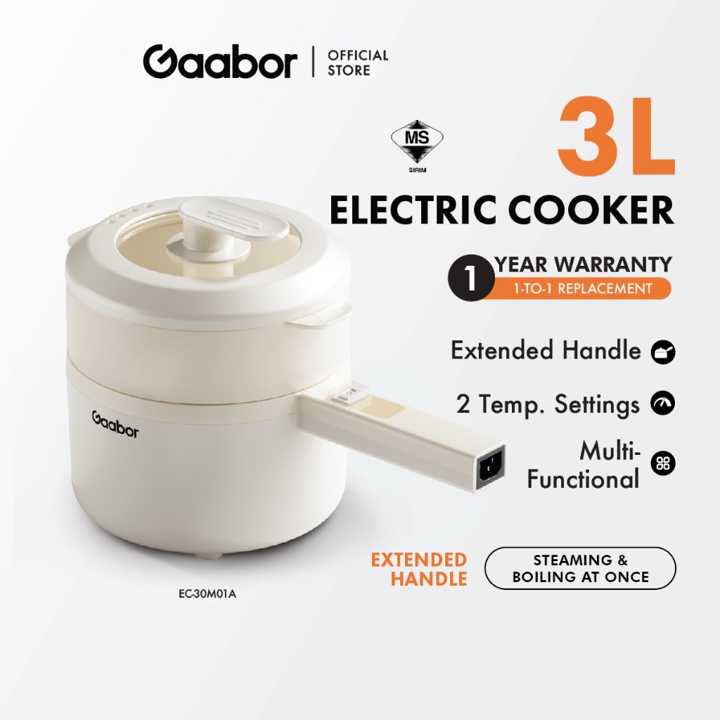 Gaabor Electric Cooker 3L Multifunctional Electric Skillet Hot Pot Non ...