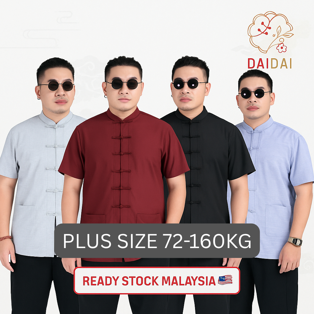 daidai (Ready Stock) 72-160kg Plus Size 唐装男短袖大码宽松肥佬加肥加大衬衣 Men Samfu ...
