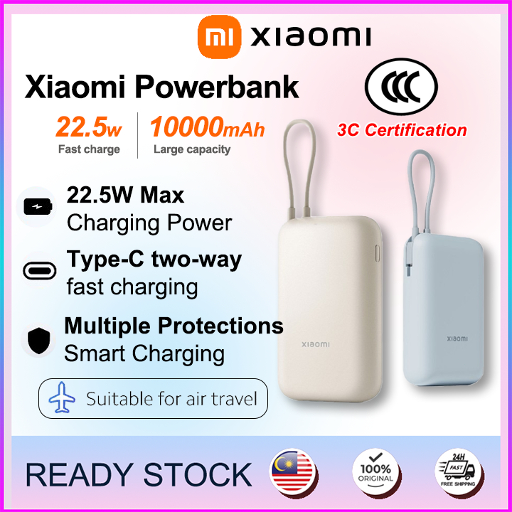 [3C Certification]Xiaomi Power Bank 10000mAh (Integrated Cable) | 22.5W ...