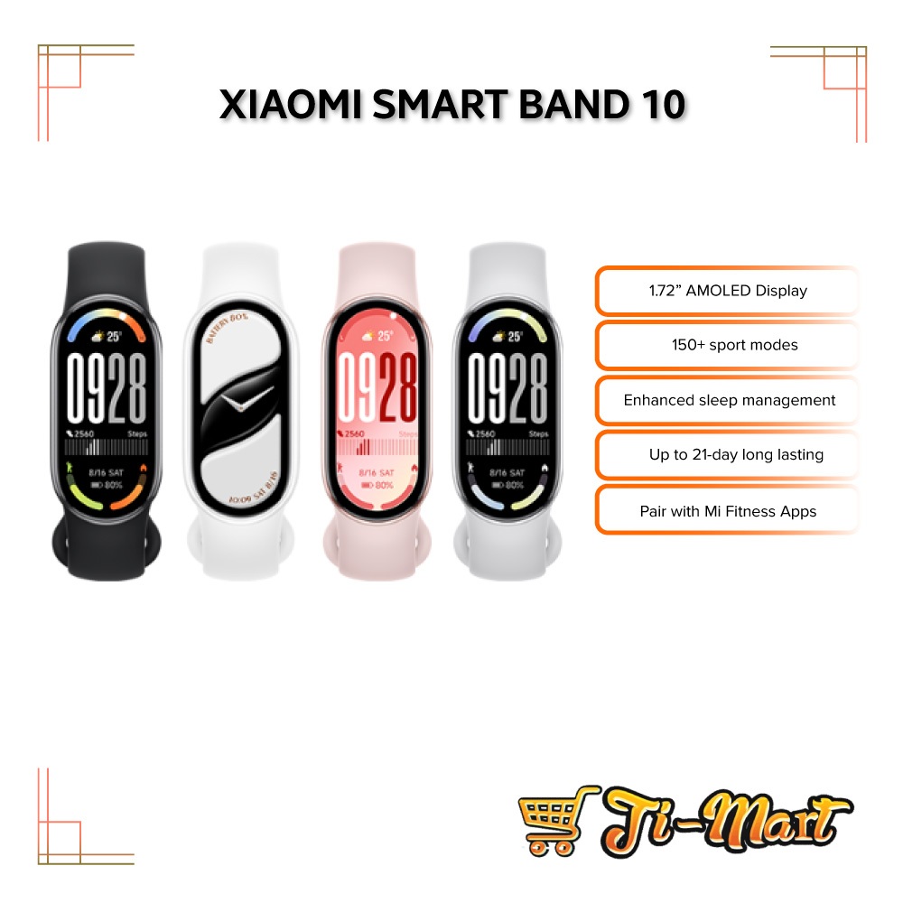 [New] Xiaomi Smart Band 10 | 1.72" AMOLED Display | 150+ Sport Modes ...