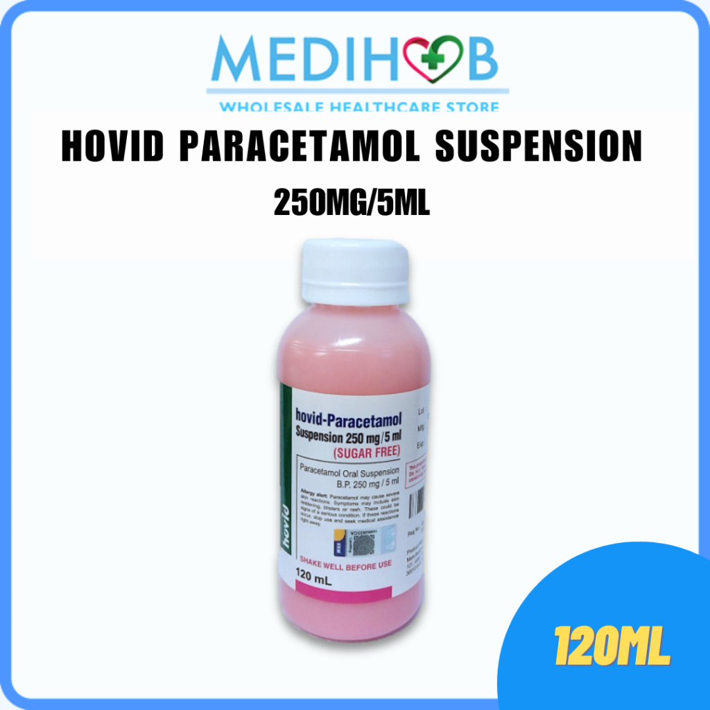 Hovid Paracetamol Suspension Syrup Sugar Free 120ml EXP 31/10/2026 ...