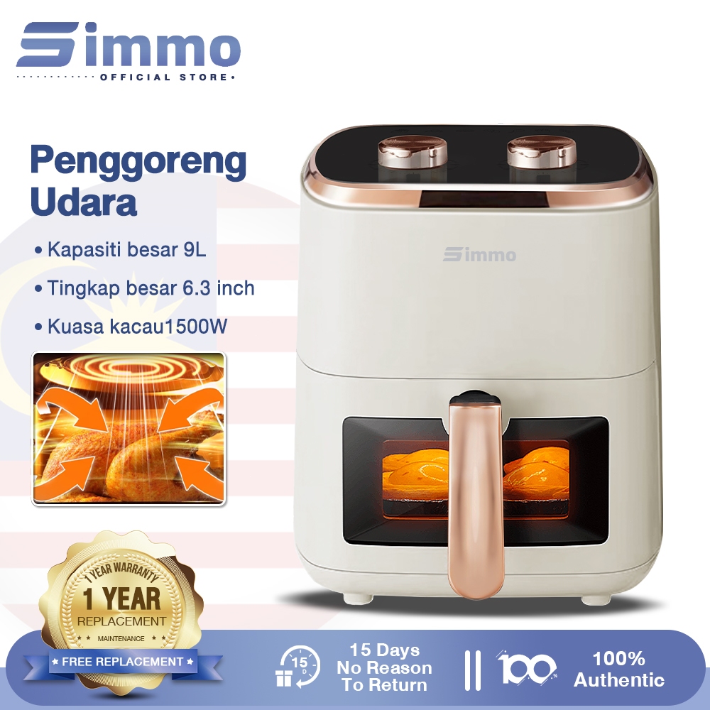 Simmo Air Fryer Non-Stick 8L Large Capacity 200°C Hot Air Fryer 1350W ...