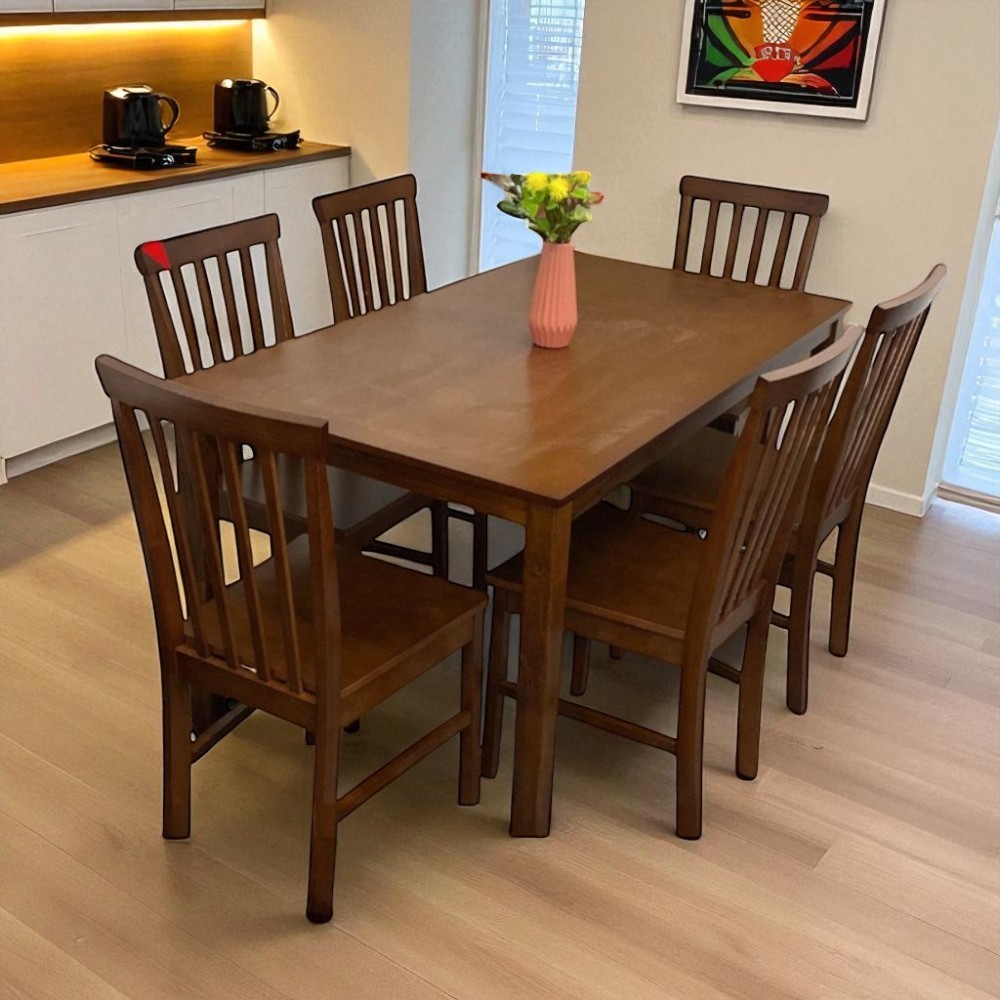 ️FS2U 91/92/93 6 seater Solid Wood Dining Set Rectangle Solid Dining ...