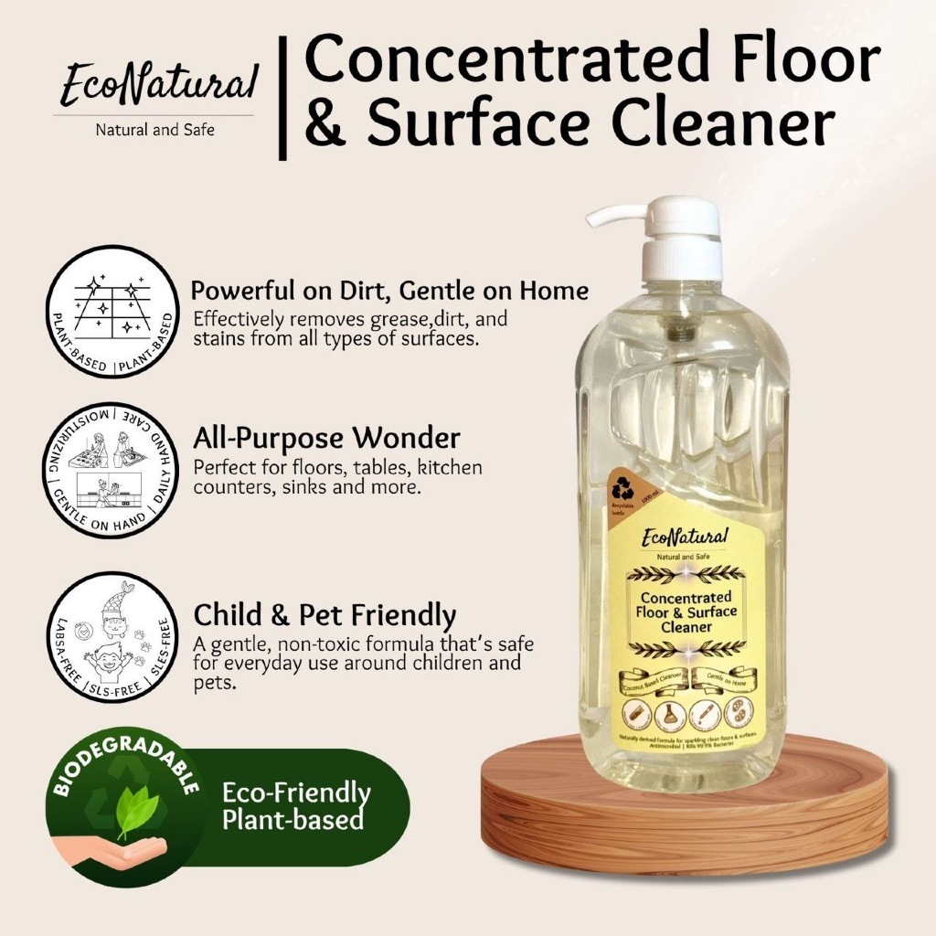 EcoNatural Concentrated Floor & Surface Cleaner 1L (Plant Based Power ...