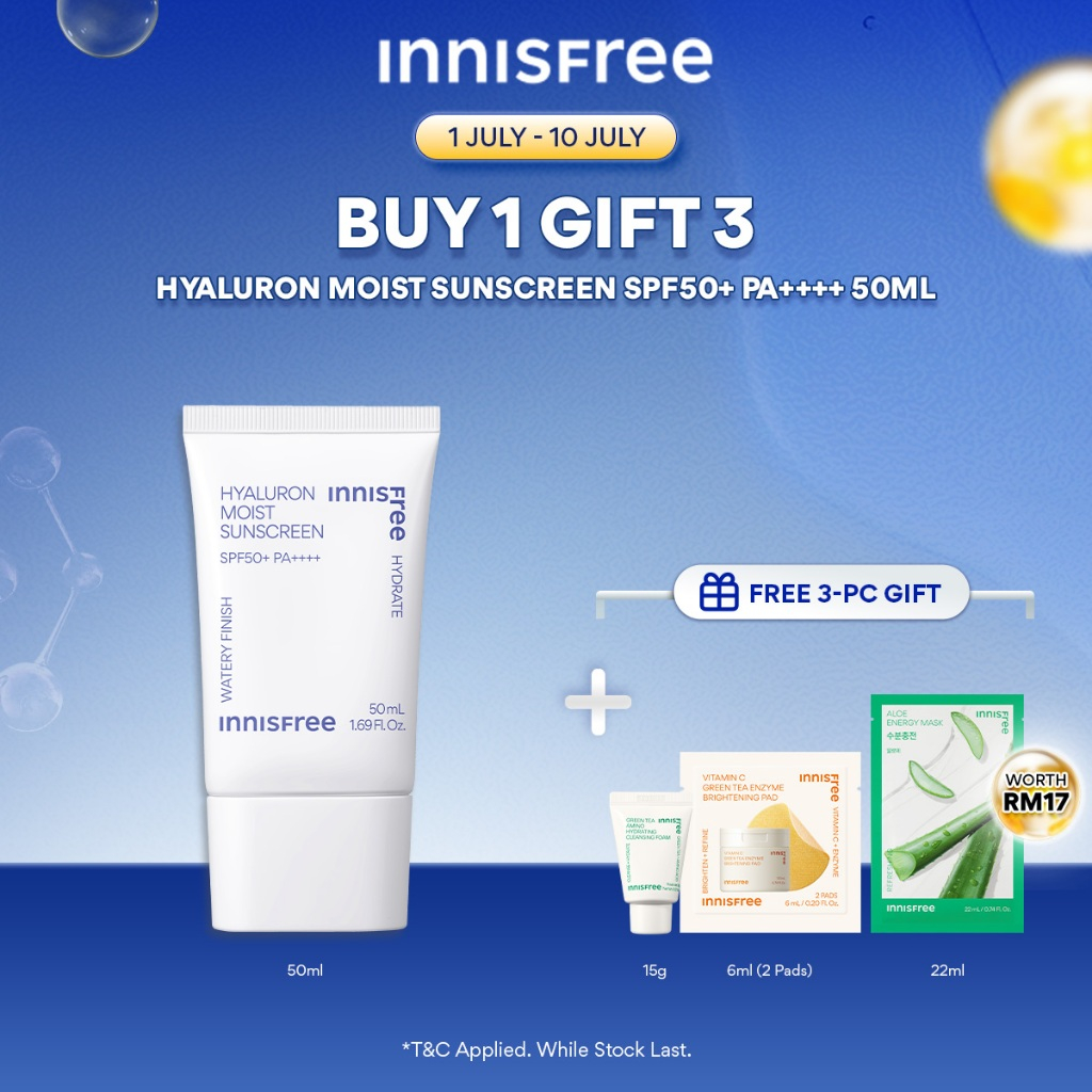 [1 JUL - 10 JUL | BUY 1 GIFT 3] INNISFREE Hyaluron-Moist Sunscreen ...