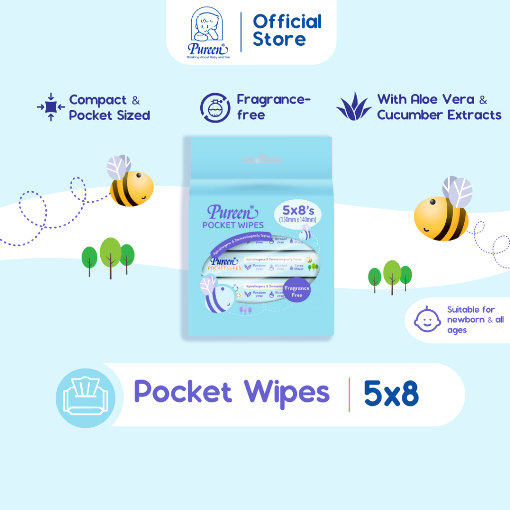 Pureen Pocket Wipes 5 x 8's | POW5008 | Shopee Malaysia