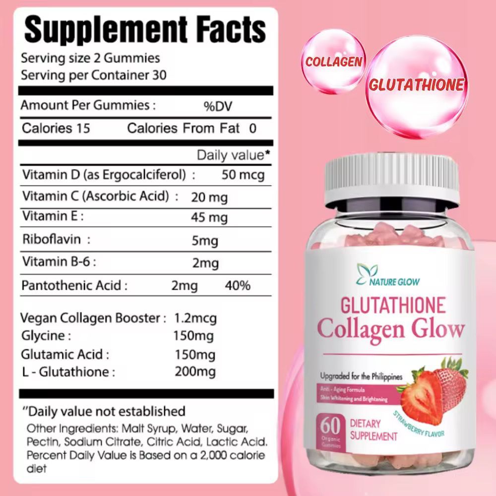 Local Stock Halal Glutathione Collagen Glow Gummies NATURE GLOW Gluta ...