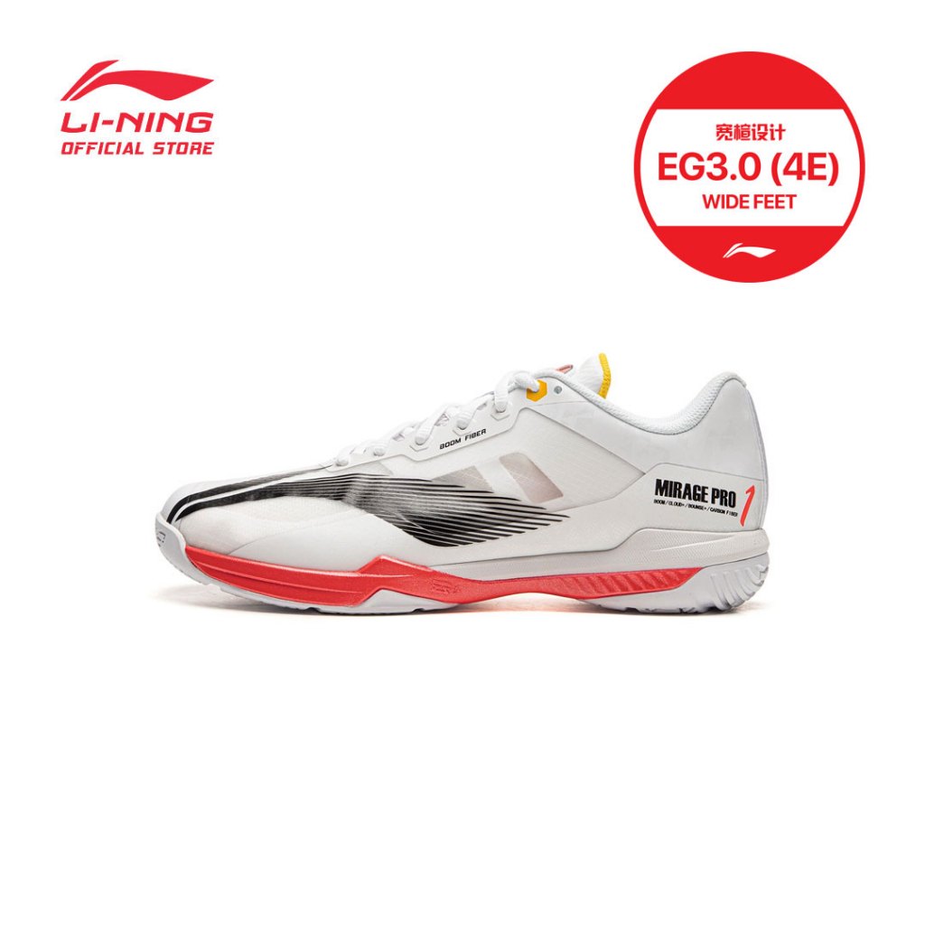 LI-NING MIRAGE PRO WIDE BADMINTON SHOES - STANDARD WHITE/RED FIRE ...