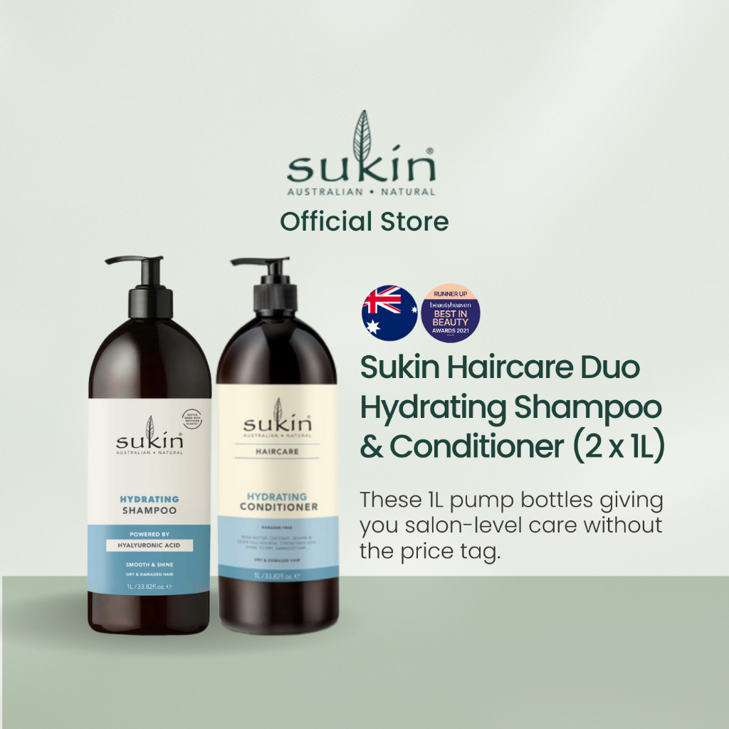 Sukin Haircare Duo Hydrating Shampoo & Conditioner (2 x 1L) | Shopee ...