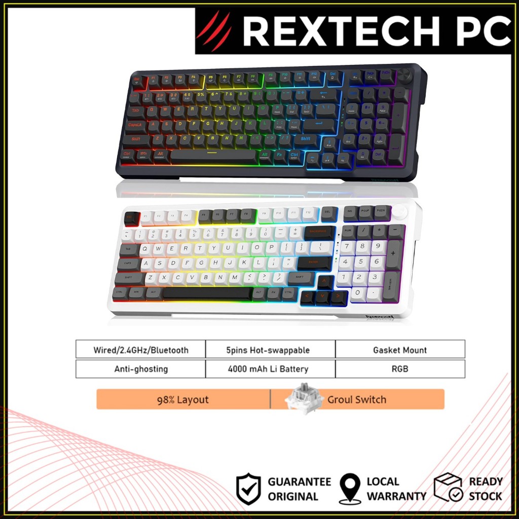 Redragon K738RGB-PRO | K688 Bragi Pro Wireless Gasket Mount Mechanical ...