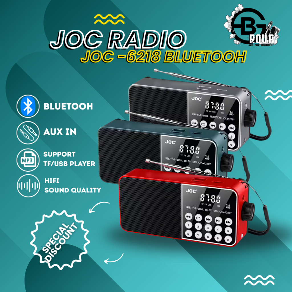 JOC-6128BT Wireless Radio | Hi-Fi Sound with Bluetooth | MP3/TF Card ...
