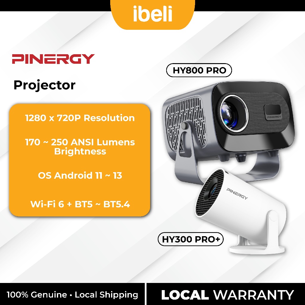 [NEW] Pinergy HY800 PRO HY300 PRO+ Android 13 Portable Mini Projector 2 ...