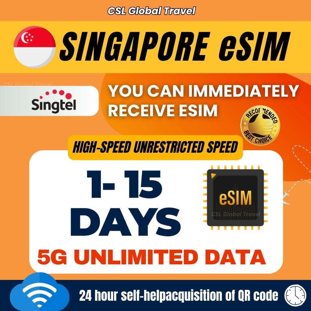【CSL】Singapore eSIM | 1-15Days High Speed Singapore Travel Prepaid eSIM Card UNLIMITED HOTSPOT ...