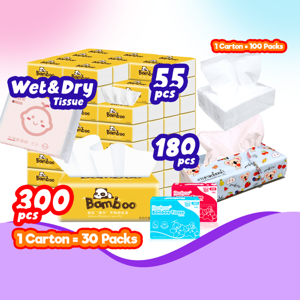 VIRAL Realeos 4ply Bamboo Tissue Paper Virgin Pulp Soft Facial Tisu ...
