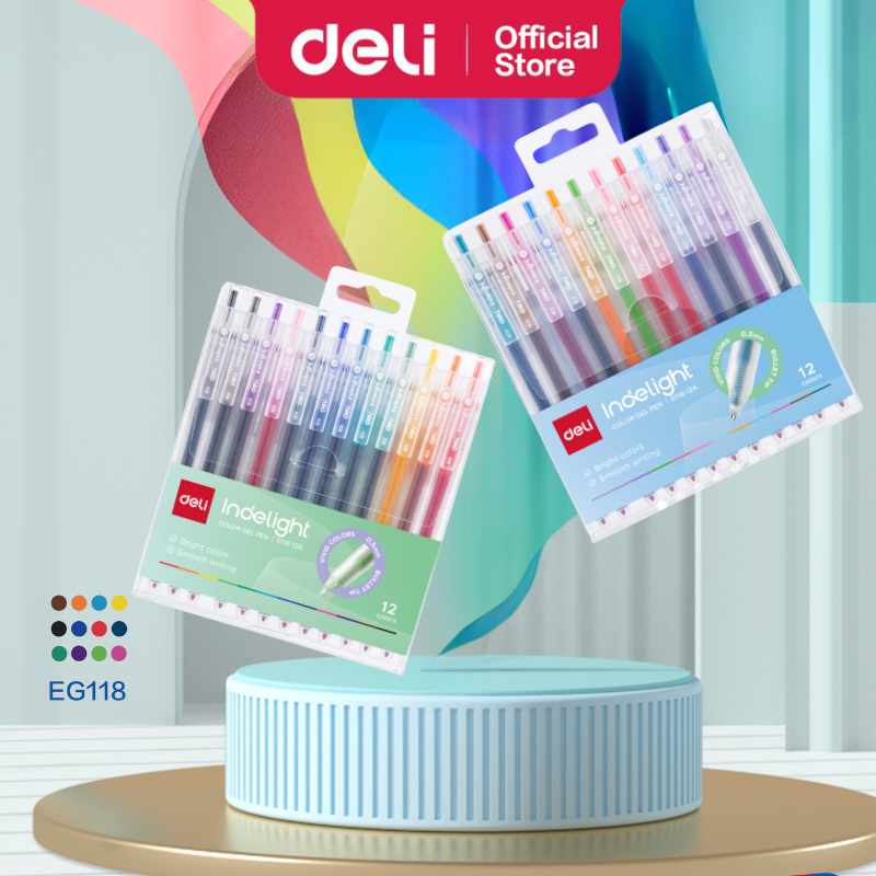Deli Delight Gel Pen Multiple Colour Pens 0.5mm Smooth Writing Bright ...