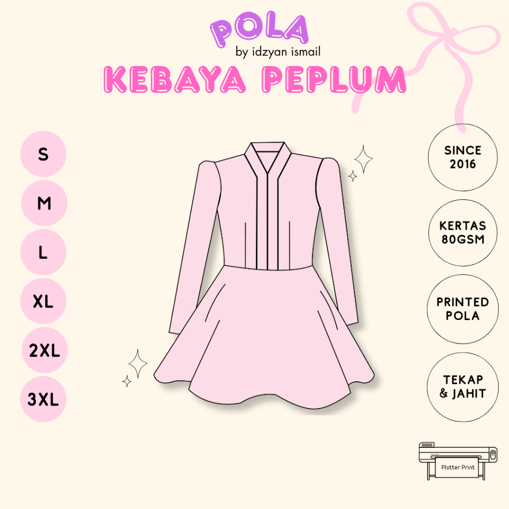 MUDAH JAHIT POLA KEBAYA PEPLUM POLA KEBAYA KELEPET POLA KEBAYA SEWING ...