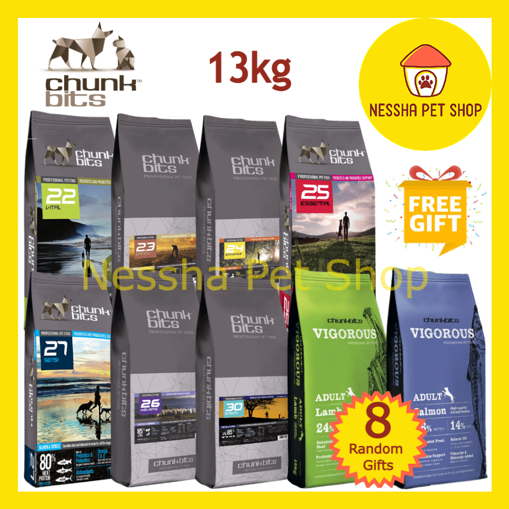 (8 FREE GIFTS) 13KG/13+22KG Chunk Bits Dog Food Made in Taiwan ...