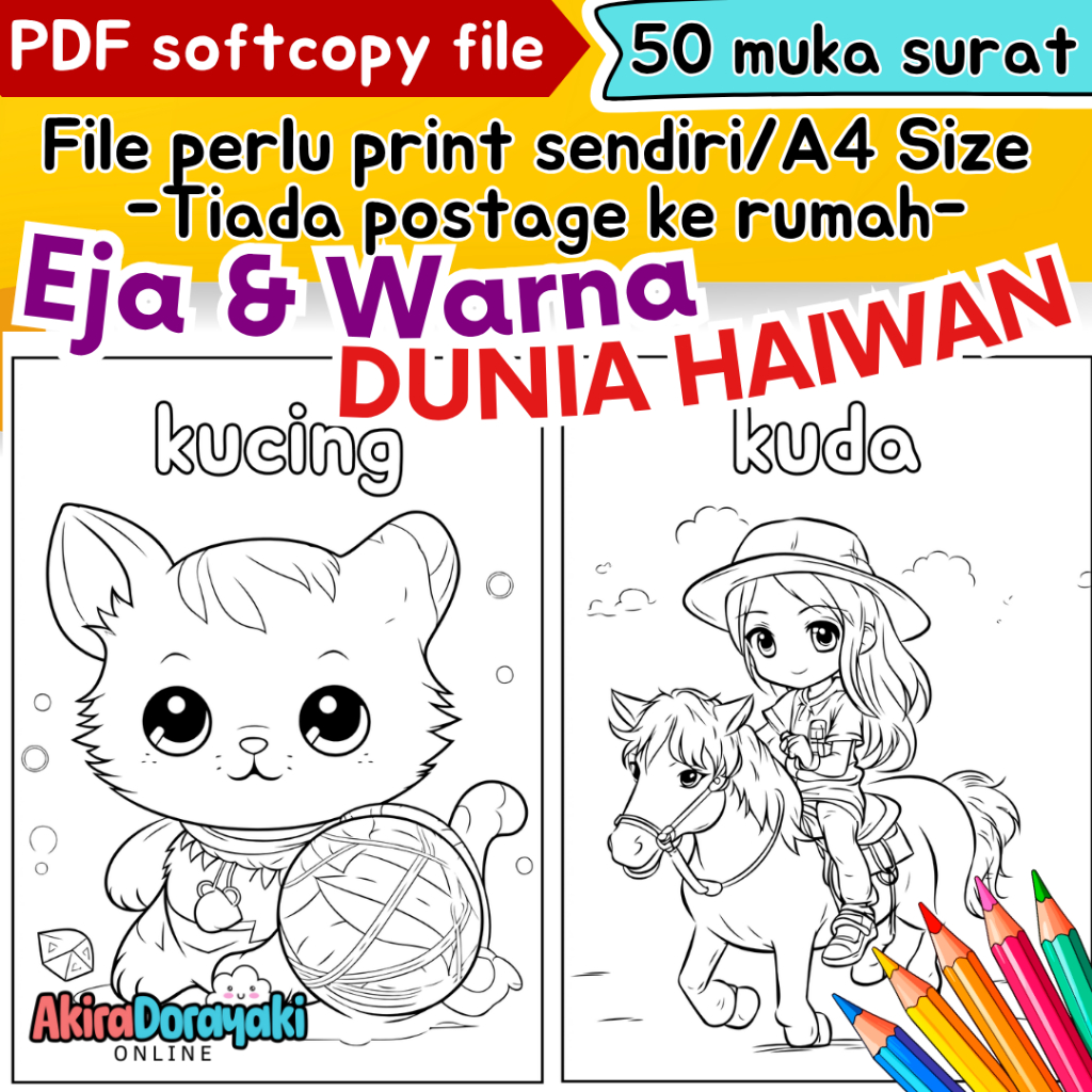 PDF [softcopy] Mari Eja & Warna Dunia Haiwan Kertas Mewarna Coloring ...