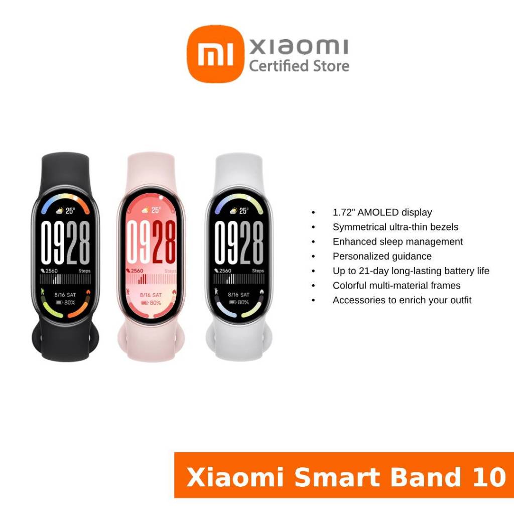 Xiaomi Smart Band 10 | 1.72" AMOLED display | Symmetrical ultra-thin ...