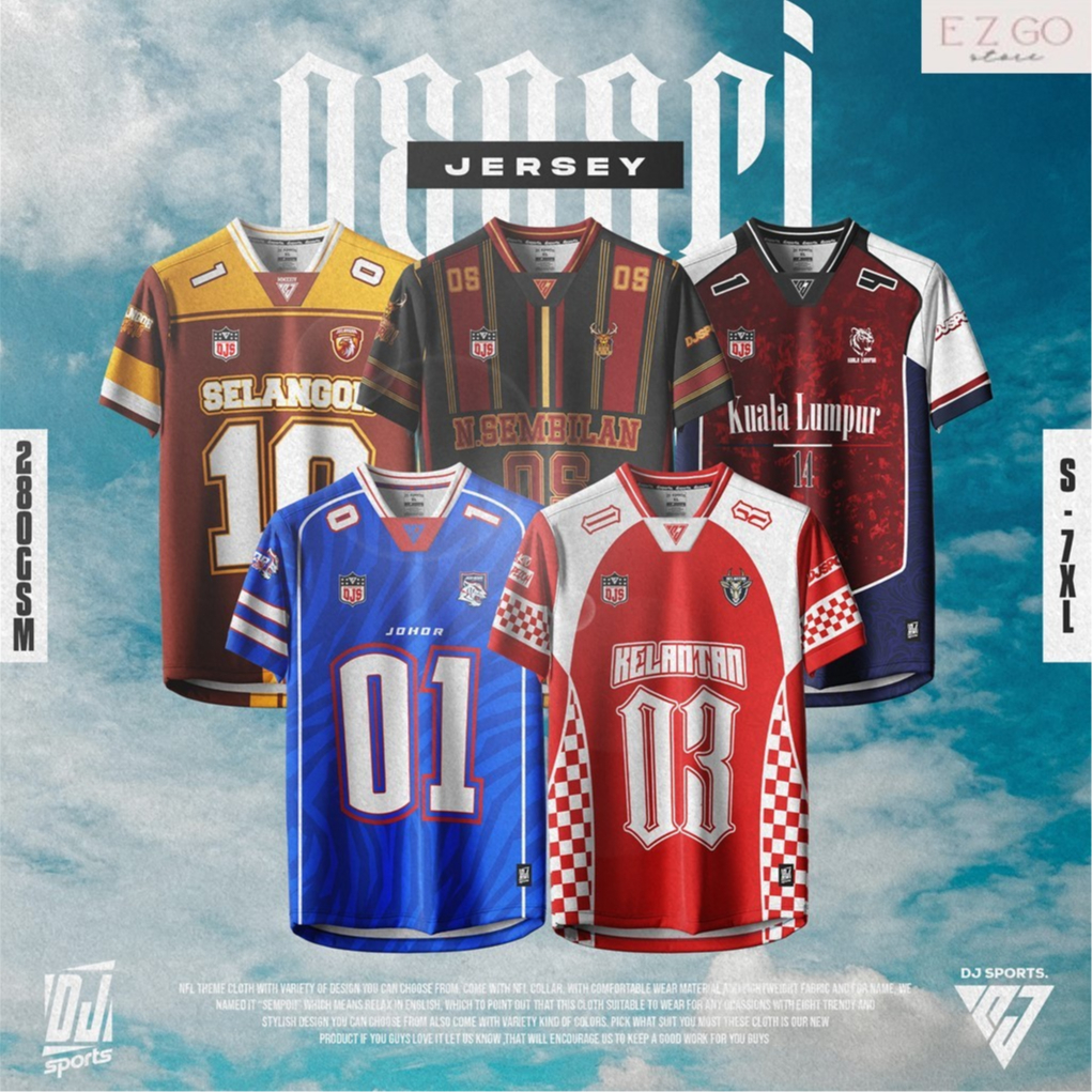 DJ SPORT P2 Jersey NEGERI Oversize NFL Lycra 280gsm/Plus Size Jersi ...