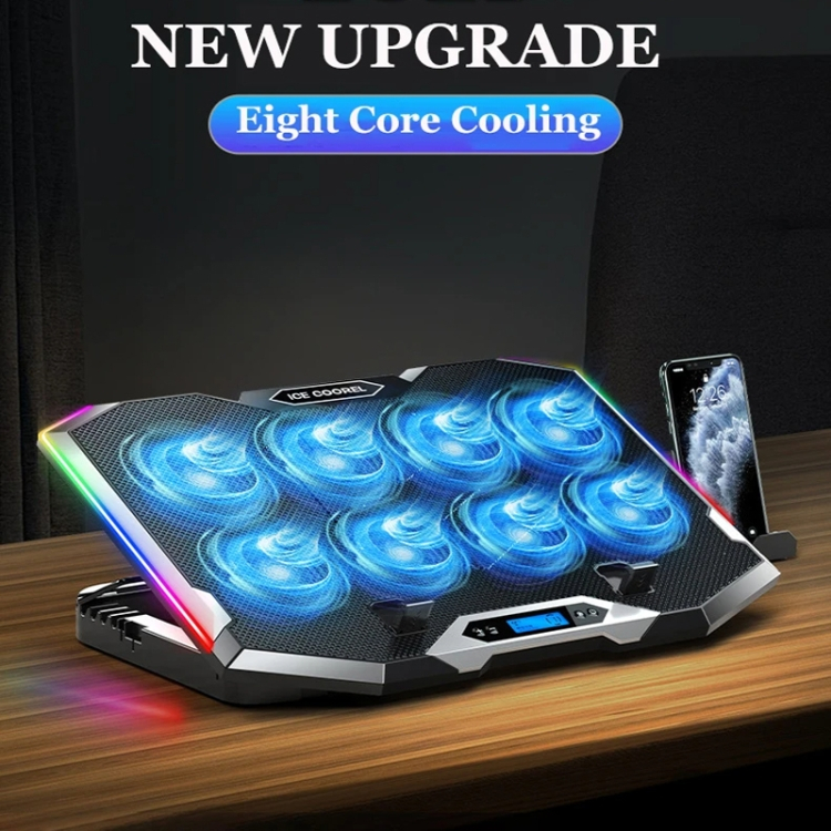 ICE COOREL K10 Laptop Cooler Cooling Pad 8 Fans RGB Laptop Cooling Pad ...