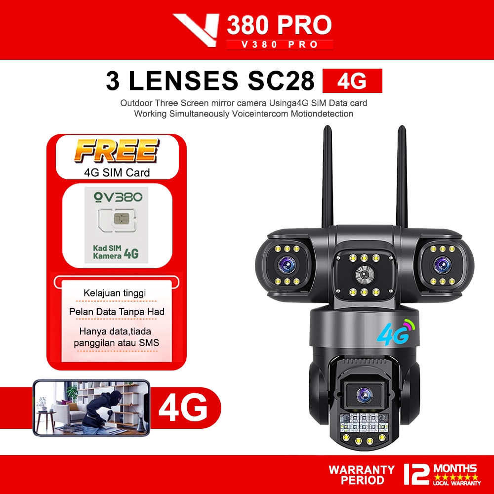 V380 Pro Wireless cctv outdoor camera wifi security automatic tracking ...