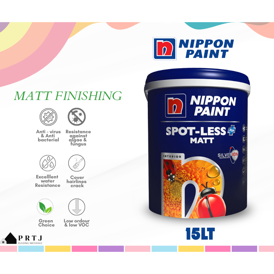 15L Nippon Paint Spot-Less Plus MATT - Interior Wall - Color Option ...